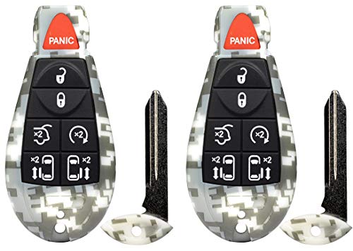 2x New Camouflage Keyless Entry 7 Buttons Remote Start Car Key Fob M3N5WY783X, IYZ-C01C For - Compatible with Town Country Dodge Grand Caravan Volkswagen Routan.