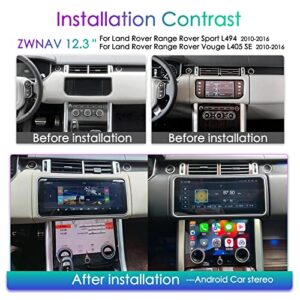 ZWNAV 12.3 inch Android 12 Car Stereo for for Land Rover Range Rover Sport L494 Vouge L405 SE 2010-2016,Plus air Panel,Car GPS Navigation Head Unit, Bluetooth, Carplay,WiFi