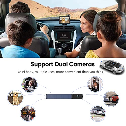 Magnetic Solar Wireless Backup Camera with HD 1080P, IP69K Car Back Up Camera Systems, Reverse Hitch Guide Rear View Camera with Monitor for Car/Truck/Trailer/RV/Van