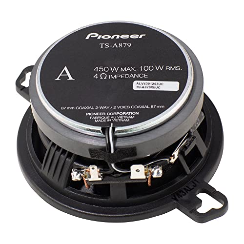 PIONEER TS-A879 A Series 3-1/2” 2-Way, 450 W Max Power, 25mm Tweeter – Coaxial Speaker (Pair) Black