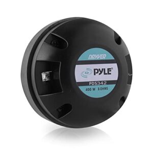 pyle 1.35 inch tweeter horn driver-400 watt high power car audio speaker system w/flat aluminum voice coil,titanium diaphragm, 1khz-20 khz frequency,104 db, 8ohm, heavy duty 20 oz magnet pds342, black