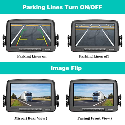 Nuoenx Wireless Backup Camera, 7 Inch Monitor Rear View Camera System for RV, Trailers, Trucks, 5th Wheels, Support 2 Cameras, IP69 Waterproof 18 LED IR Night Vision 152° View Camera, DIY Guide Lines