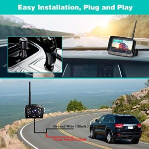 Nuoenx Wireless Backup Camera, 7 Inch Monitor Rear View Camera System for RV, Trailers, Trucks, 5th Wheels, Support 2 Cameras, IP69 Waterproof 18 LED IR Night Vision 152° View Camera, DIY Guide Lines