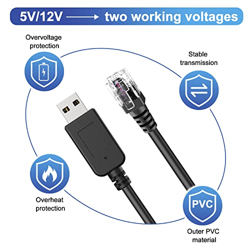 SDSACZMU Radar Detector Cable, USB to RJ11 Plug Cable,Replacement Power Line of Radar Detector,for Uniden Escort Beltronics Radar Detector, 6.56 ft