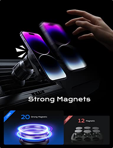 LISEN Fits MagSafe Car Mount for iPhone Holder [20 Strongest Magnets] Magnetic Phone Holder for Car Vent Car Accessories Cell Phone Holder Mount for iPhone 14 13 12 Pro Max Mini Plus MagSafe Case