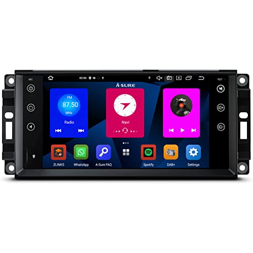 7 inch 8Core 3G+32G Android 12 Wireless Carplay Android Auto Car Stereo Radio for 2006-2010 Grand Cherokee Dodge Ram 1500 Chrysler 300 Sebring Touchscreen In-Dash GPS Navigation Unit with WiFi SWC DSP