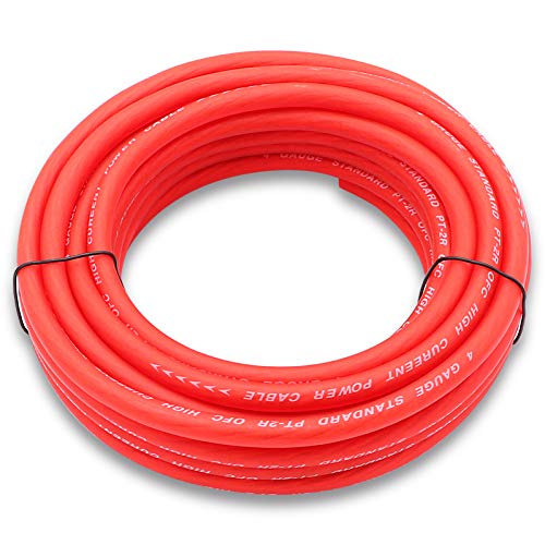 Welugnal 4 Gauge 26ft Red Power/Ground Wire True Spec and Soft Touch Cable for Car Amplifier Automotive Trailer Harness Wiring