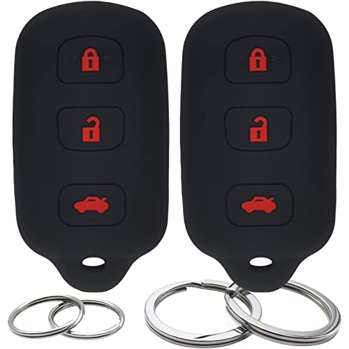 2Pcs Silicone 4 Buttons Key Fob Cover Remote Case Keyless Protector Compatible with Toyota Corolla Camry Avalon 4Runner Matrix Sequoia Sienna Solara Lexus ES300 LS400 SC300 SC400 Pontiac Vibe