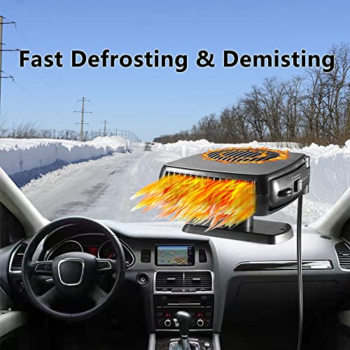 Car Heater Fan 12V 150W Car Defroster, 2 in 1 Portable Vehicle Electronics Car Windshield Defogger - Fast Heating & Cooling Fan, Black, 1 Pack