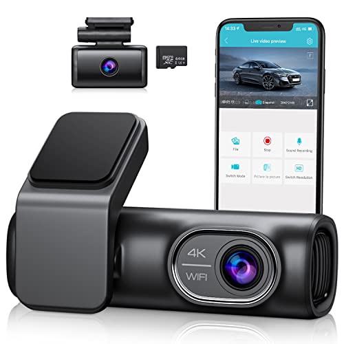 OMBAR Dash Cam Front and Rear 4K/2K/1080P+1080P 5G WiFi GPS, Dash Camera for Cars with Free 64G SD Card, Dual Dash Cam with WDR Night Vision, 24h Parking Mode,170°Wide, G-Sensor, Loop Recording, APP