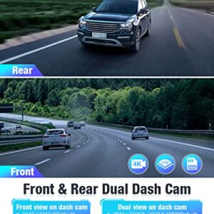 OMBAR Dash Cam Front and Rear 4K/2K/1080P+1080P 5G WiFi GPS, Dash Camera for Cars with Free 64G SD Card, Dual Dash Cam with WDR Night Vision, 24h Parking Mode,170°Wide, G-Sensor, Loop Recording, APP