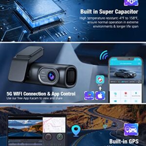 OMBAR Dash Cam Front and Rear 4K/2K/1080P+1080P 5G WiFi GPS, Dash Camera for Cars with Free 64G SD Card, Dual Dash Cam with WDR Night Vision, 24h Parking Mode,170°Wide, G-Sensor, Loop Recording, APP