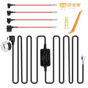 dash cam hardwire kit type c dashcam hardwiring kit power cord compatible with viofo a139 t130, vantrue n2s, x4s, t3,n4 dash camera hardwire kit usb c 4 fuse tap cable (hardwire kit)