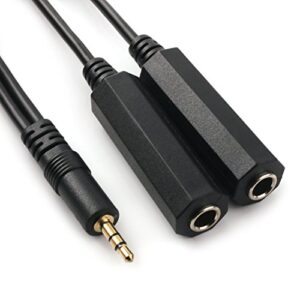 nanyi 3.5mm male stereo trs to two 6.35mm (1/4 inch) ts female stereo breakout cable, y splitter adapter cable 1ft / 0.3m