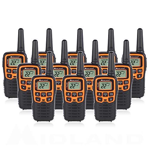 Midland T51VP3 22 Channel FRS Walkie Talkie - Up to 28 Mile Range Two-Way Radio - Orange/Black (Pack of 12)