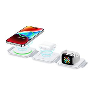 wireless charger 3 in 1,magnetic wireless charging station,fast mag-safe wireless charging pad for iphone 14/13/12/pro/max/min/plus,airpods 2/3/pro, for apple watch(with adapter)