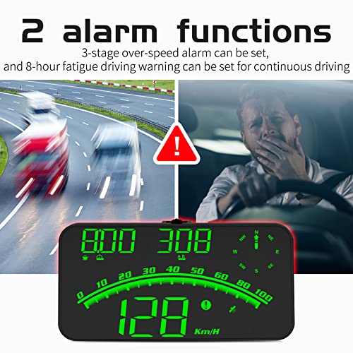 GPS Speedometer car,Heads up Display for Cars,HUD Digital Speedometer with Driving Distance Measurement,with Speed MPH,GPS Compass,Altitude,Alarms for Speeding Fatigue Driving Suitable for All Models