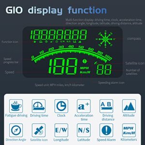 GPS Speedometer car,Heads up Display for Cars,HUD Digital Speedometer with Driving Distance Measurement,with Speed MPH,GPS Compass,Altitude,Alarms for Speeding Fatigue Driving Suitable for All Models