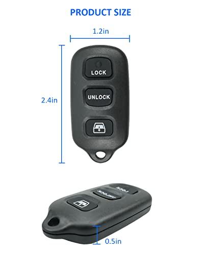 Keyless Entry Remote Control Car Key Fob Fit for Toyota 4Runner 1999 - 2009 Toyota Sequoia 2001-2007 Replacement Remote Control 3 Buttons Car Key FCC ID HYQ12BBX HYQ12BAN 2 Pack