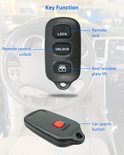 Keyless Entry Remote Control Car Key Fob Fit for Toyota 4Runner 1999 - 2009 Toyota Sequoia 2001-2007 Replacement Remote Control 3 Buttons Car Key FCC ID HYQ12BBX HYQ12BAN 2 Pack