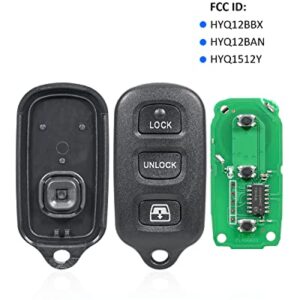 Keyless Entry Remote Control Car Key Fob Fit for Toyota 4Runner 1999 - 2009 Toyota Sequoia 2001-2007 Replacement Remote Control 3 Buttons Car Key FCC ID HYQ12BBX HYQ12BAN 2 Pack