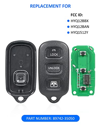 Keyless Entry Remote Control Car Key Fob Fit for Toyota 4Runner 1999 - 2009 Toyota Sequoia 2001-2007 Replacement Remote Control 3 Buttons Car Key FCC ID HYQ12BBX HYQ12BAN 2 Pack