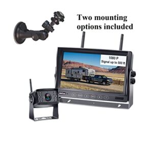 4Ucam HD 1080P Digital Wireless Backup Camera + 7" DVR Monitor Quad-View Compatible for Voyager Wisight Prewire RV, Trailer, 5th Wheels IR Night Vision