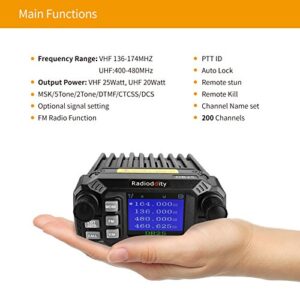 Radioddity DB25 Pro Dual Band Quad-Standby Mini Mobile Car Truck Radio, 4 Color Display, 25W Vehicle Transceiver with Cable + High Gain Quad Band Antenna