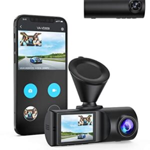 Dual Dash Cam, Dash Cam 2K Front and 1080P Cabin Dash Camera, 2.5K 2560x1440P@60fps Single Front, Dual Sensor, Infrared Night Vision, App Control, 24hr Parking Mode, Built-in GPS, VD009