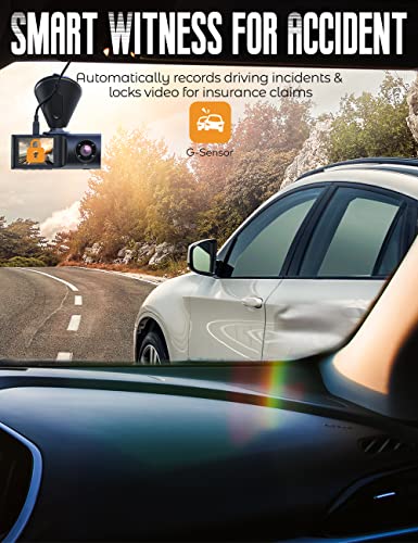 Dual Dash Cam, Dash Cam 2K Front and 1080P Cabin Dash Camera, 2.5K 2560x1440P@60fps Single Front, Dual Sensor, Infrared Night Vision, App Control, 24hr Parking Mode, Built-in GPS, VD009