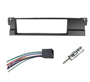 logo installation dash kit 1 din radio fascia for bmw 3 series (e46) 1998-2005 dvd stereo panel dash mount trim kit surround frame plate in-dash mounting kits (color name : fascia with wiring)