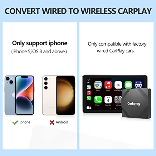 Geohyecc Wireless CarPlay Adapter for OEM Wired CarPlay Cars - 2023 Upgrade Apple CarPlay Dongle Convert Wired to Wireless, 5Ghz WiFi Plug & Play (Model Year: 2016 to 2023)