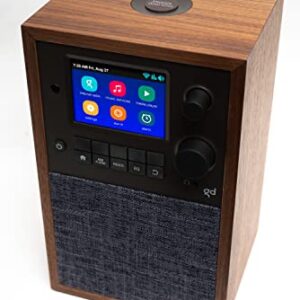 Grace Digital Mondo Alto and Stereo Speaker Bundle, Bluetooth, Wi-Fi, Internet Radio, 7-Day Alarm – Microphone Free (Walnut)