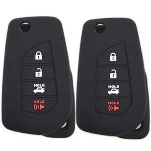 ezzy auto a pair silicone rubber key fob case key covers key jacket fit for toyota camry yaris avalon corolla highlander sequoia sienna tundra tacoma 4runner rav4