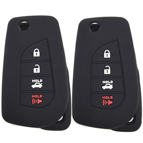 Ezzy Auto A Pair Silicone Rubber Key Fob Case Key Covers Key Jacket fit for Toyota Camry Yaris Avalon Corolla Highlander Sequoia Sienna Tundra Tacoma 4Runner Rav4