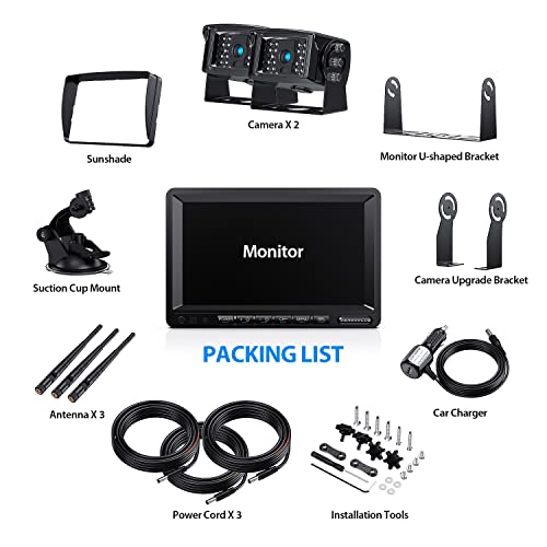 Digital Wireless Backup Camera System Kit,No Interference,IP69 Waterproof Wireless Rear View Camera 7 Inch LCD Wireless Reversing Monitor For Truck/Semi Trailer/Box Truck/RV WX02