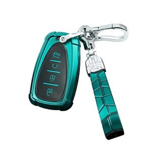 sanrily 4-button smart key cover for chevrolet equinox malibu xl trailblazer tracker new cruze keyless remote key case soft tpu key fob protector with keychain green