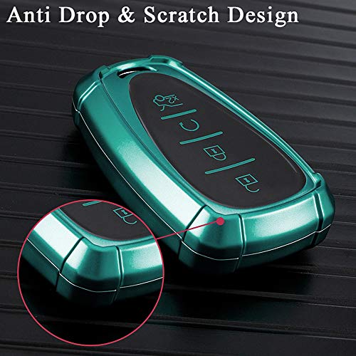 SANRILY 4-Button Smart Key Cover for Chevrolet Equinox Malibu XL Trailblazer Tracker New Cruze Keyless Remote Key Case Soft TPU Key Fob Protector with Keychain Green