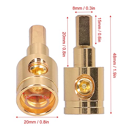 2Pcs 0Ga Wire Reducer,Power Wire Gauge Reducer Terminal Connector Pure Copper Gold Plated for Car O Amplifier Modification 0 Awg to 4 Awg Reducer