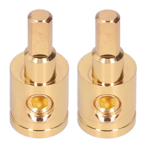 2Pcs 0Ga Wire Reducer,Power Wire Gauge Reducer Terminal Connector Pure Copper Gold Plated for Car O Amplifier Modification 0 Awg to 4 Awg Reducer