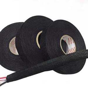 4 Rolls Wire Loom Harness Tape, Wiring Harness Cloth Tape, Black Adhesive Fabric Tape, for Automobile Electrical Wire harnessing Noise Dampening Heat Proof （19mm X 25m）