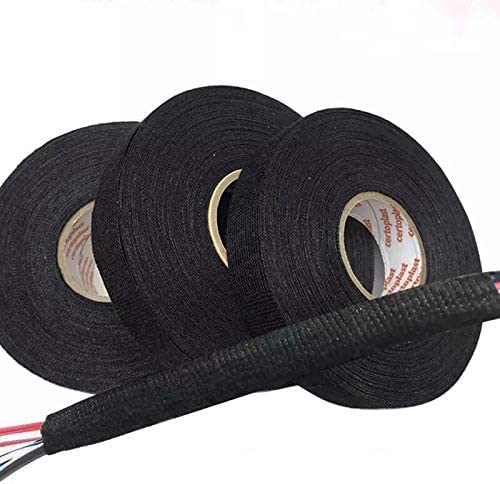 4 Rolls Wire Loom Harness Tape, Wiring Harness Cloth Tape, Black Adhesive Fabric Tape, for Automobile Electrical Wire harnessing Noise Dampening Heat Proof （19mm X 25m）