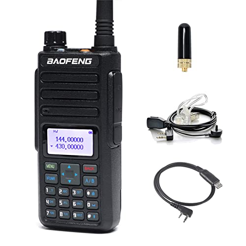 Baofeng BF-H6 Ham Radio Handheld High Power Two Way Radios Dual Band VHF UHF Walkie Talkies for Adults Long Range 2200mAh Battery, Acoustic Tube Headset, Short Antenna, Programming Cable