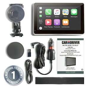 Car and Driver INTELLIDASH with Apple Carplay and Android Auto, 7'' IPS Touchscreen Multimedia Player with Bluetooth, Mirror Link, SiriusXM, Google, Siri Assistant Dash or Windshield Mounted (Wired)