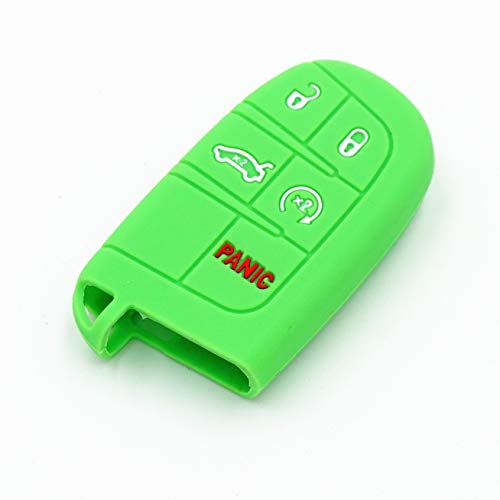 MJKEY New Green Silicone Remote Smart Key Fob Cover Case Shell Jacket Bag Skin Holder Protector for Chrysler 300 Dodge Challenger Charger Dart Durango Journey Jeep Grand Cherokee M3N-40821302