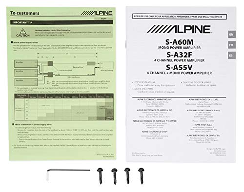 ALPINE S-A60M 600 Watt RMS Mono Car Audio Amplifier Subwoofer Class-D+Bass Knob