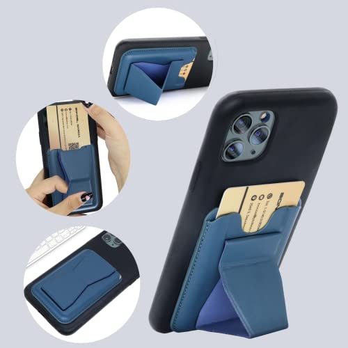 Penekin Phone Wallet with Magnetic Stand, Card Holder for Phone Case Supports Car Stand, Kickstand Phone Card Holder Stick on Compatible with iPhone 14/13/12 Series and Most of Cell Phones (Blue)