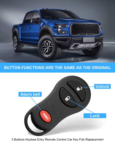 Key Fob Replacement for 2002-2005 Dodge Ram Truck 1500 2500/2001-2004 Dakota/2001-2003 Durango/2001-2003 Grand Caravan Keyless Entry Remote (GQ43VT17T)