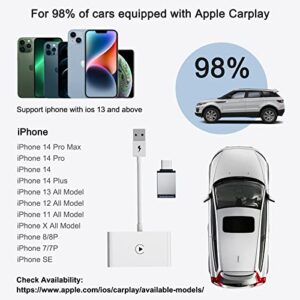 Wireless CarPlay Adapter for iPhone, Wireless CarPlay Dongle Plug & Play 5Ghz WiFi Auto-Connect No Delay Online Update, 2022 Speed Fastest CarPlay Adapter for OEM Wired CarPlay Cars After 2016