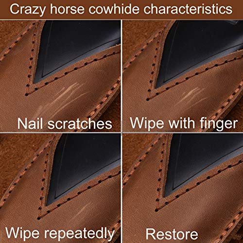 ZiHafate Leather Car Key Fob Cover Compatible with Honda Keyless Remote Control for Honda Accord Civic Crosstour CR-V CR-Z Fit HR-V Odyssey Pilot and More Models (C-Brown)